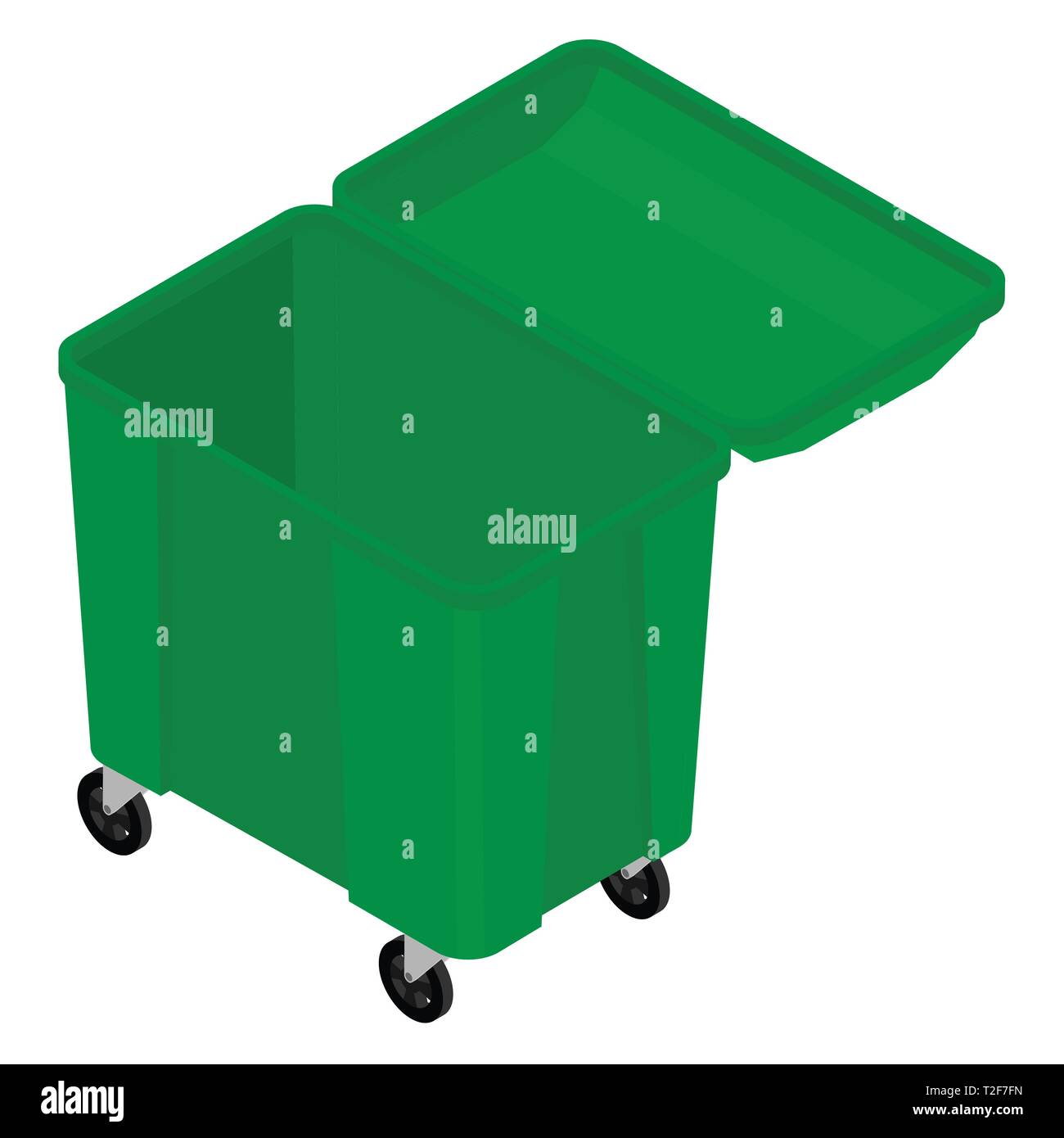 Isometric green garbage trash bin can dustbin container isolated on ...