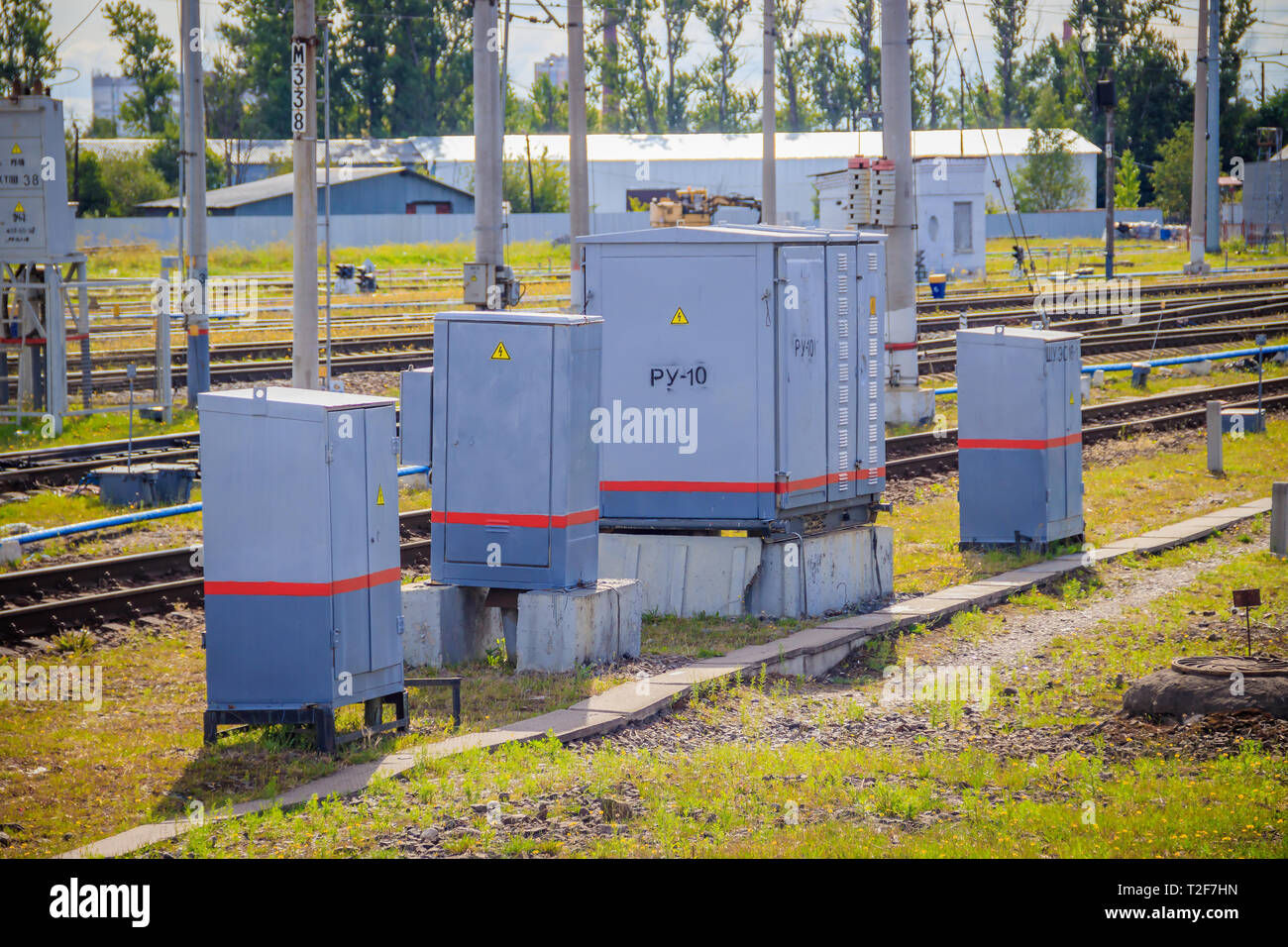 electric shields in Russia. electricity industry. gray shields. Russia ...