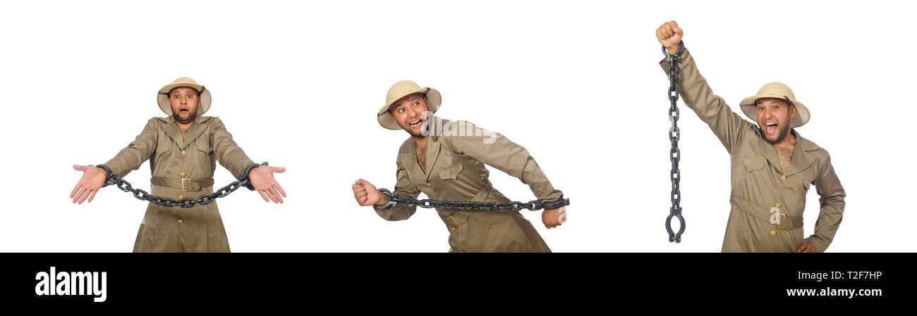 Man with chain isolated on white Stock Photo - Alamy