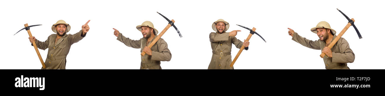 Man with axe isolated on white Stock Photo - Alamy