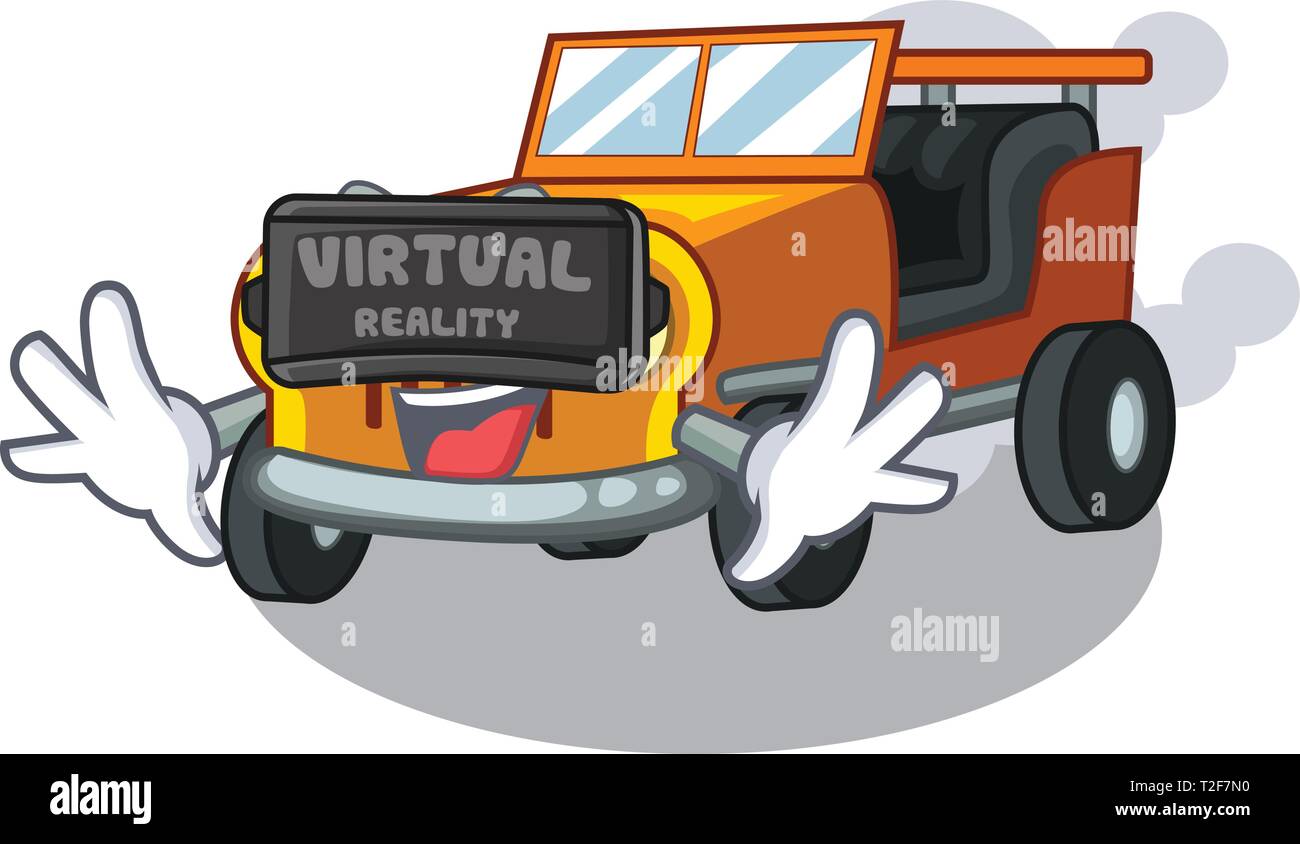 Virtual reality jeep car toys in shape character vector illustration ...