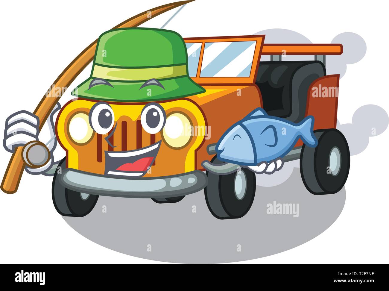 Fishing jeep car toys in shape character vector illustration Stock ...