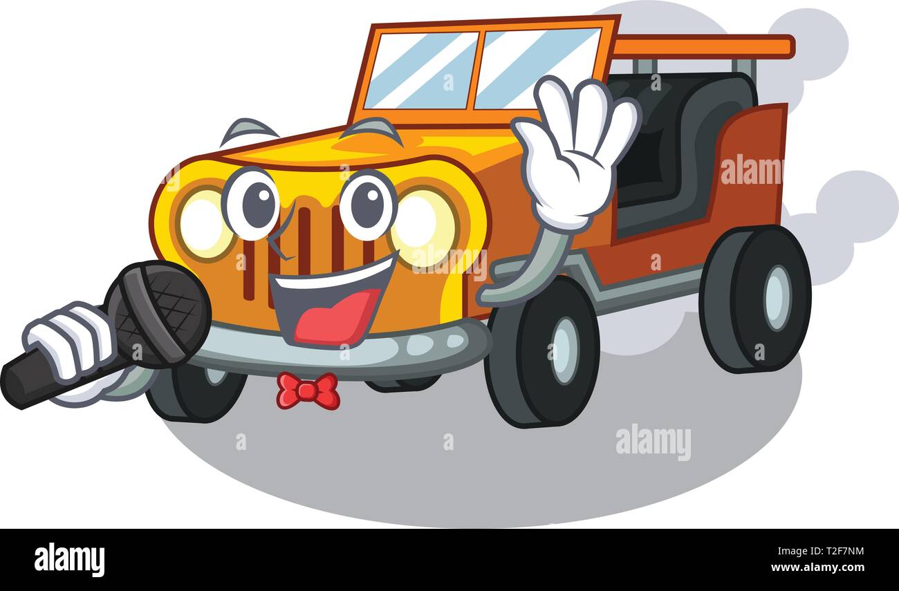 Singing jeep car toys in shape character vector illustration Stock ...