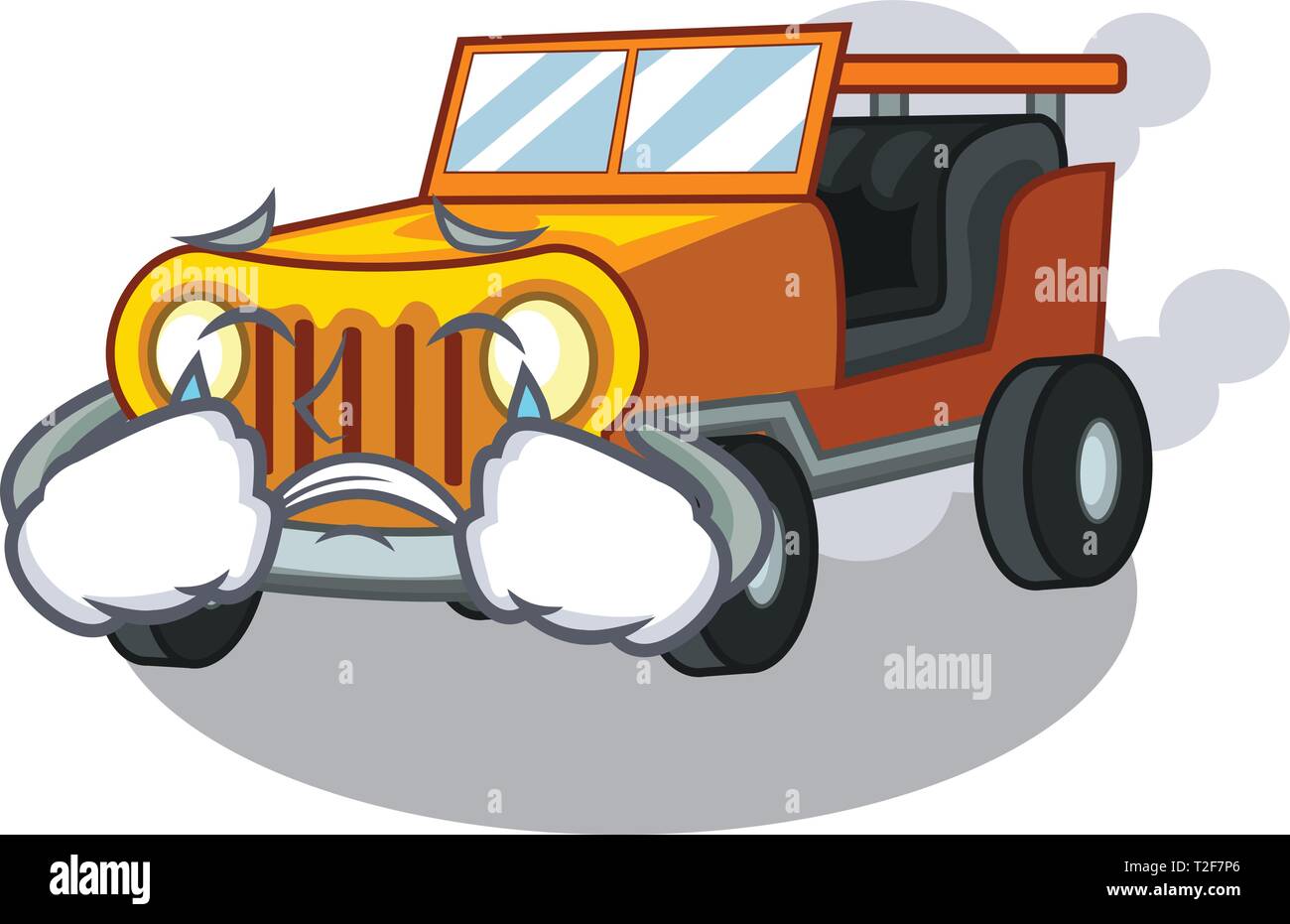 Crying jeep car toys in shape character vector illustration Stock ...