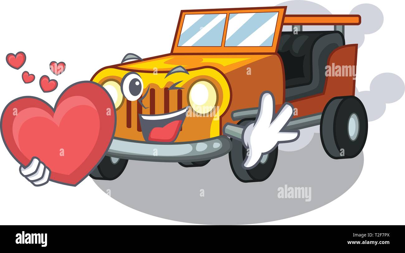 With heart jeep car toys in shape character vector illustration Stock ...