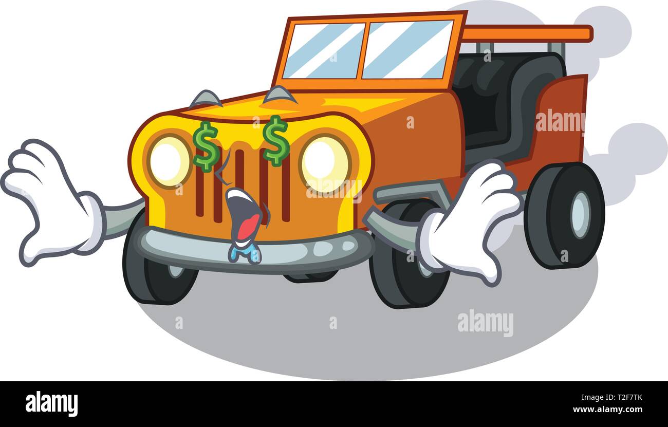 Money eye jeep cartoon car in front clemency vector illustration Stock ...