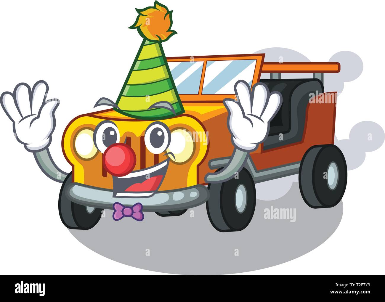 Clown jeep cartoon car in front clemency vector illustration Stock ...