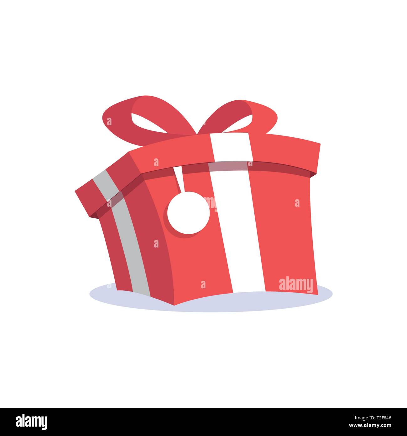 Red gift box and label cartoon icon flat design Stock Vector Image ...