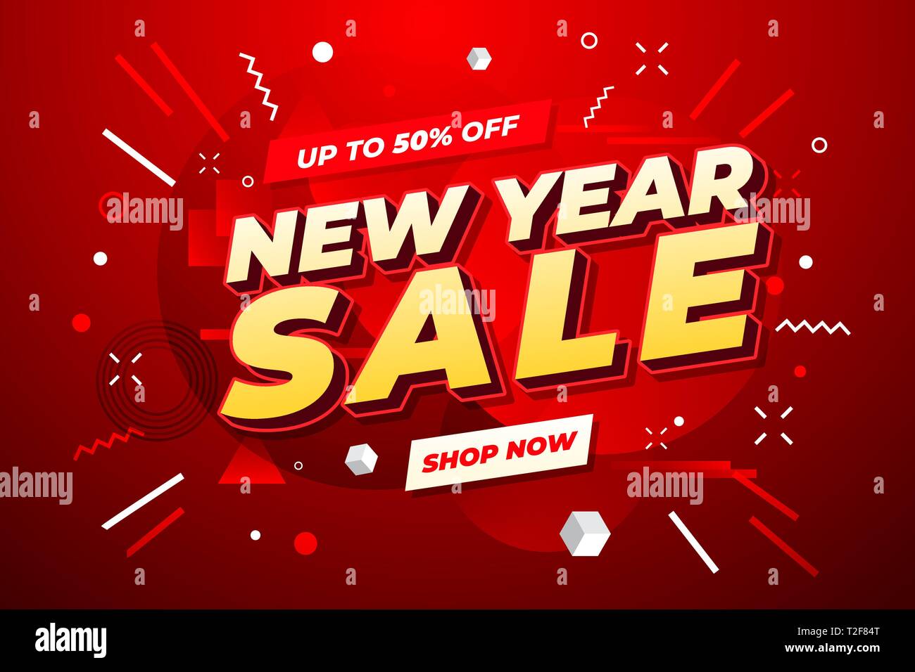 New year sale banner. Sale banner template design Stock Vector Image ...