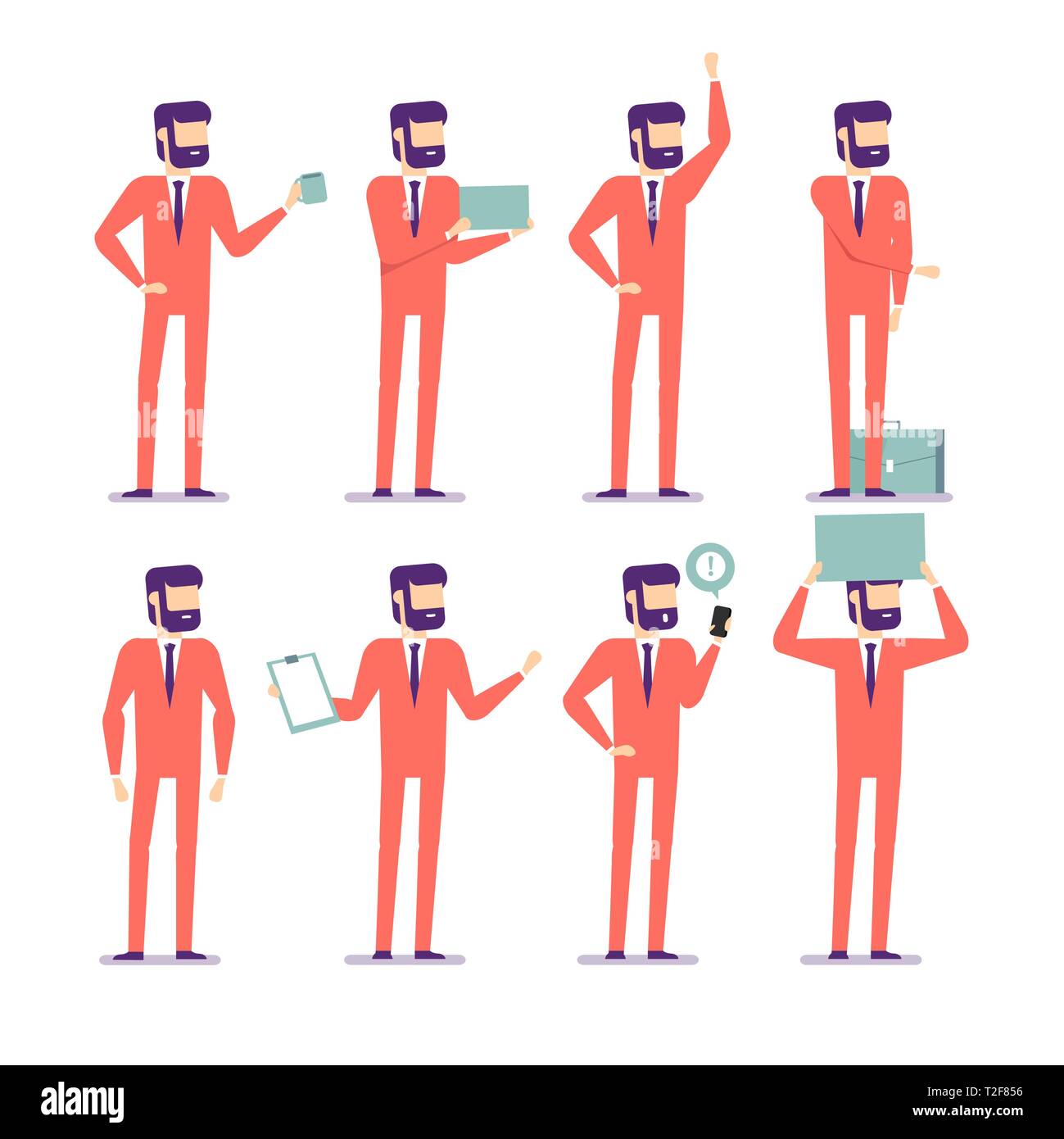 Businessman characters poses and actions set Stock Vector Image & Art ...