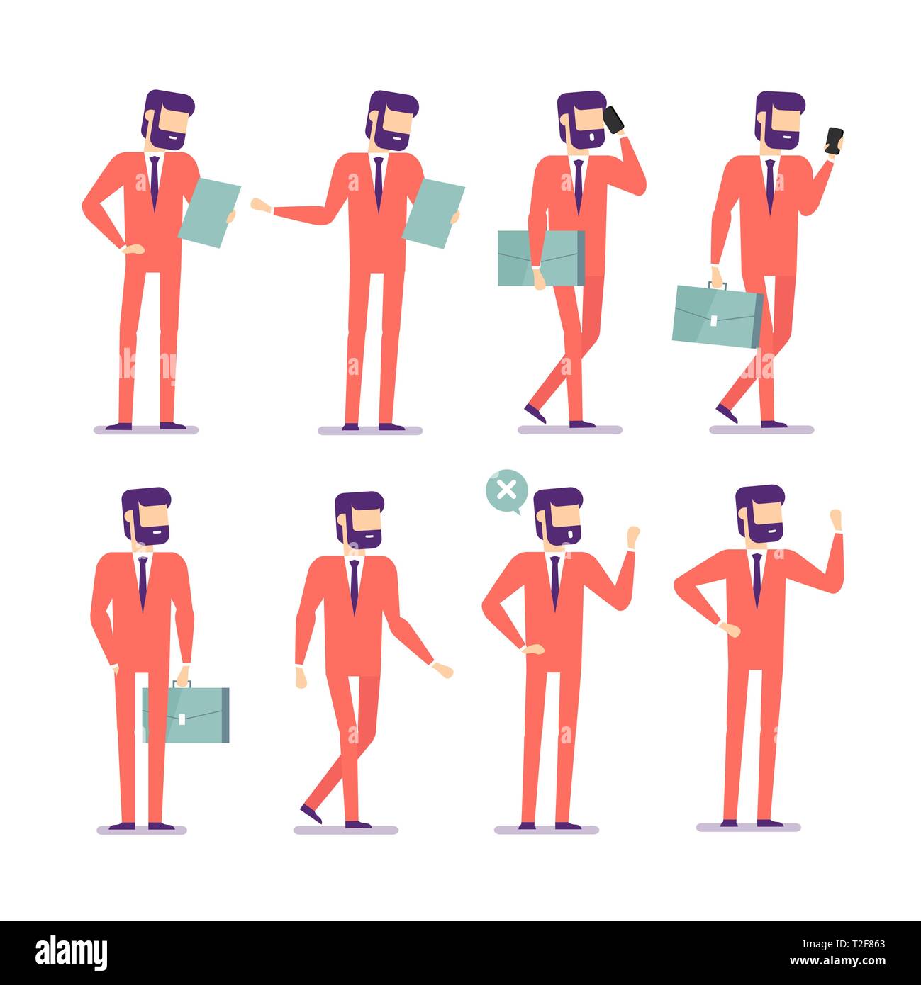 Businessman characters poses and actions set Stock Vector Image & Art ...