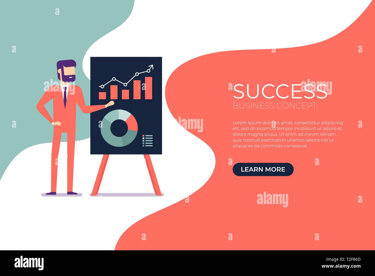 Businessman presents a report using infographics on the office flip ...