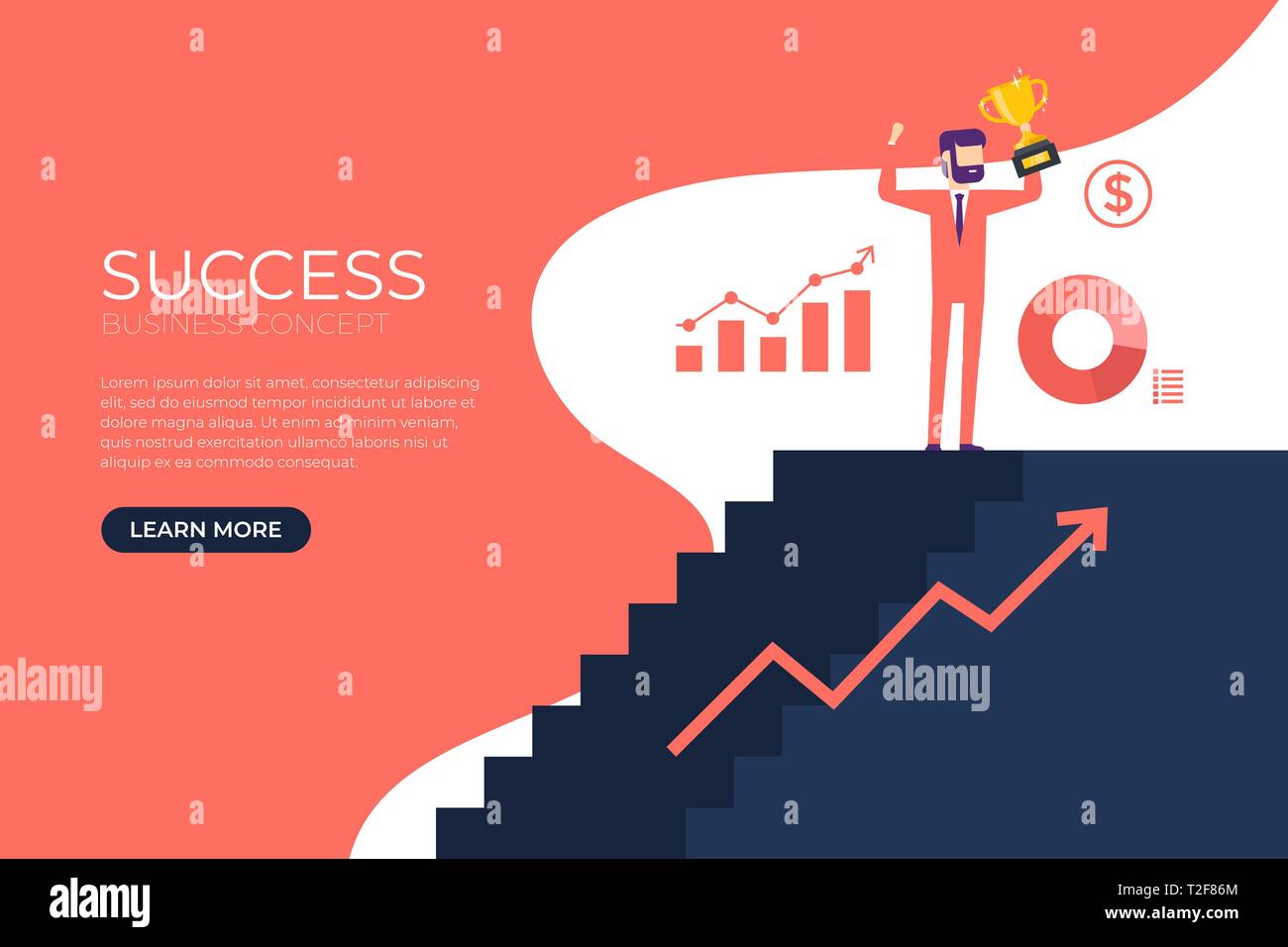 Businessman holding golden cup. Symbol of business power, strength ...