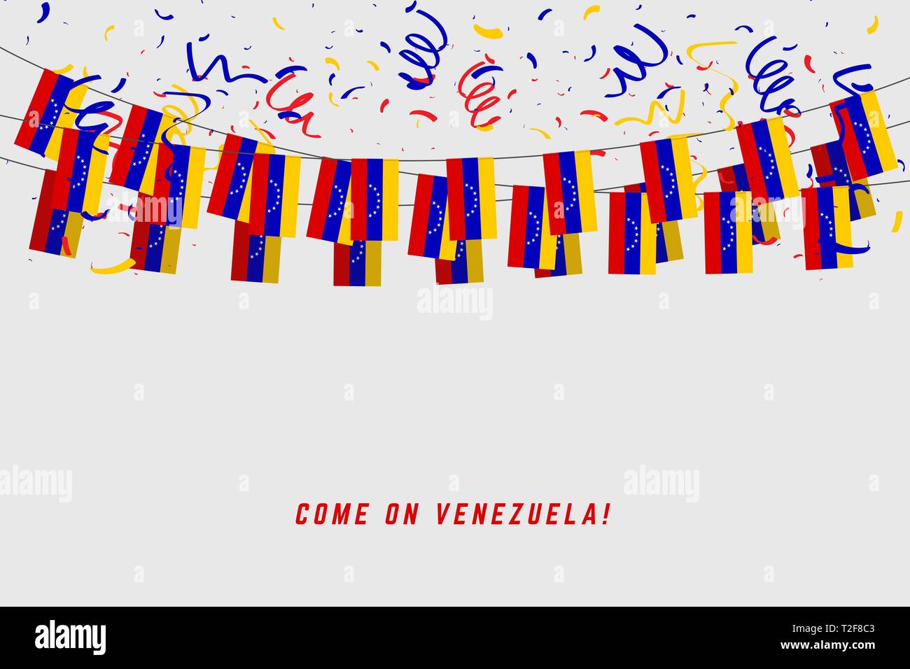 Venezuela garland flag with confetti on gray background, Hang bunting ...