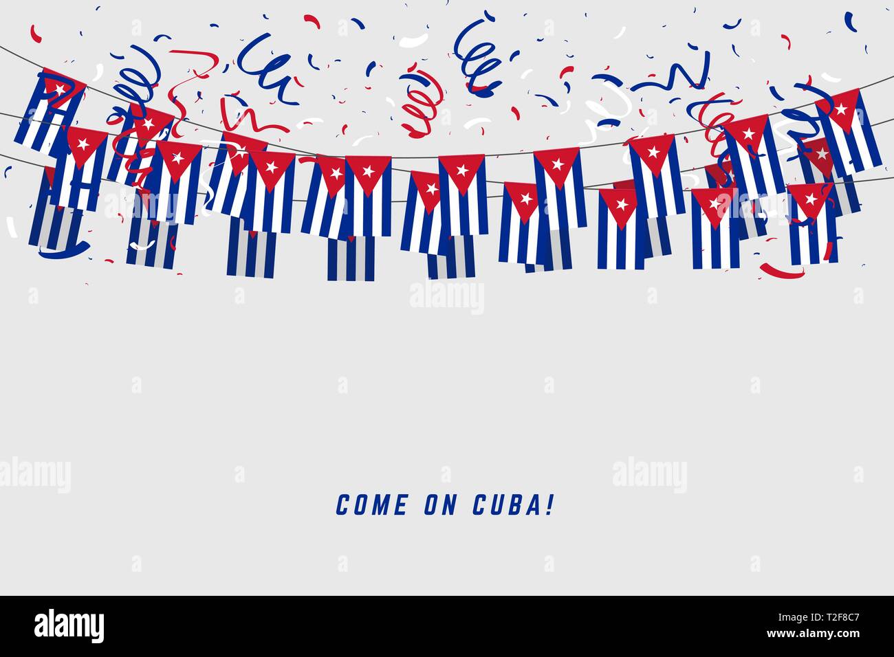 Cuba garland flag with confetti on white background, Hang bunting for ...