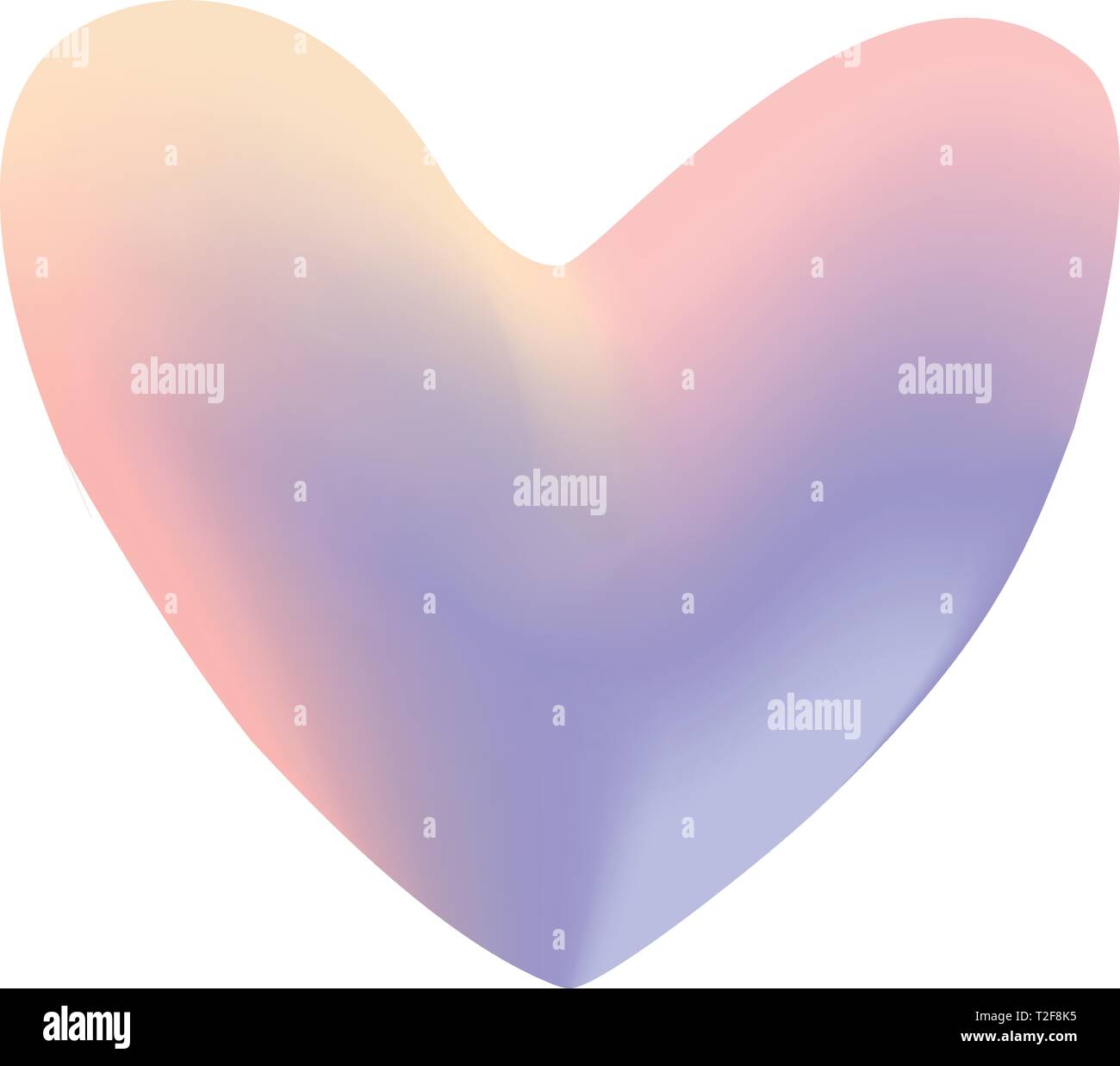 Holographic fluid liquid heart. Multicolor pastel icon on white back ...