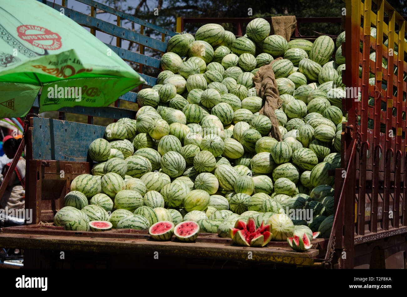 Bunch of Water Melons Organic food in Lorry Transport Stock Photo - Alamy