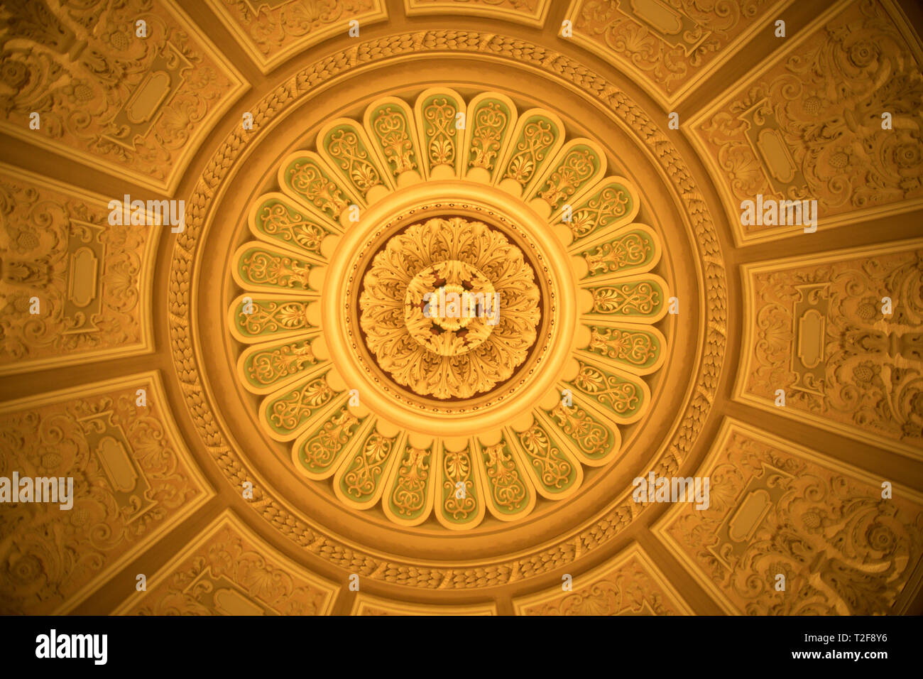 Close up shot of some decorations on a round ceiling Stock Photo - Alamy
