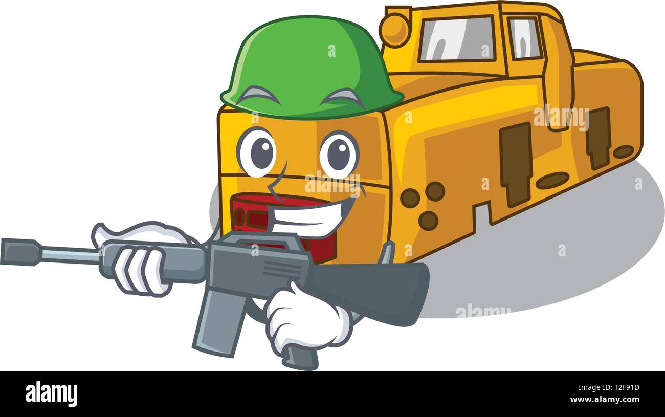 Army miniature locomotive mine in cartoon shape vector illustration ...