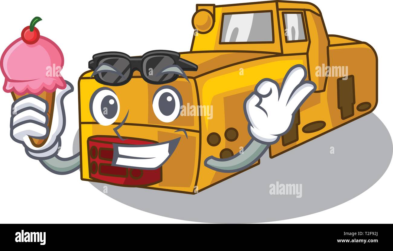 With ice cream toy locomotive mine in shape characters vector ...