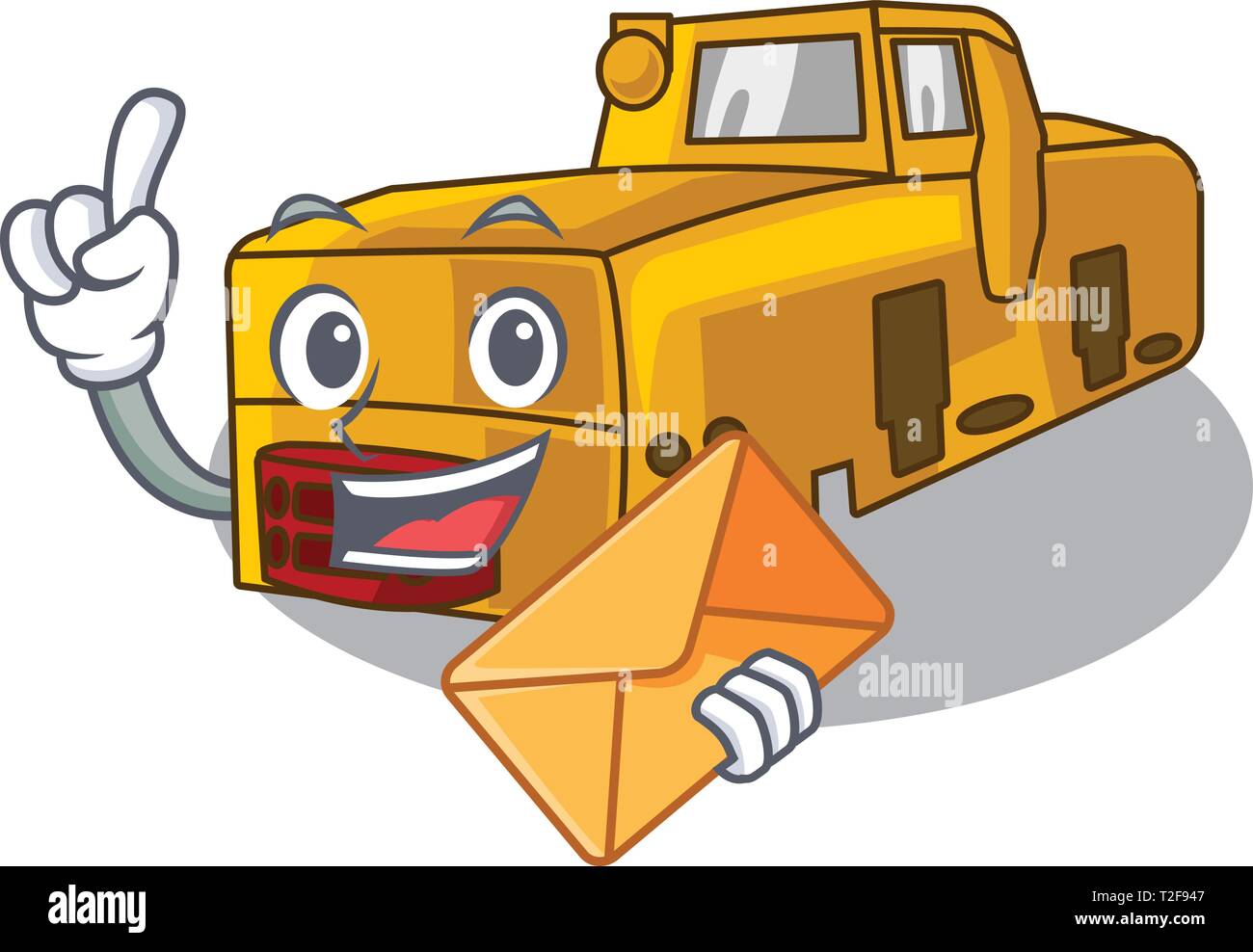 With envelope toy locomotive mine in shape characters vector ...
