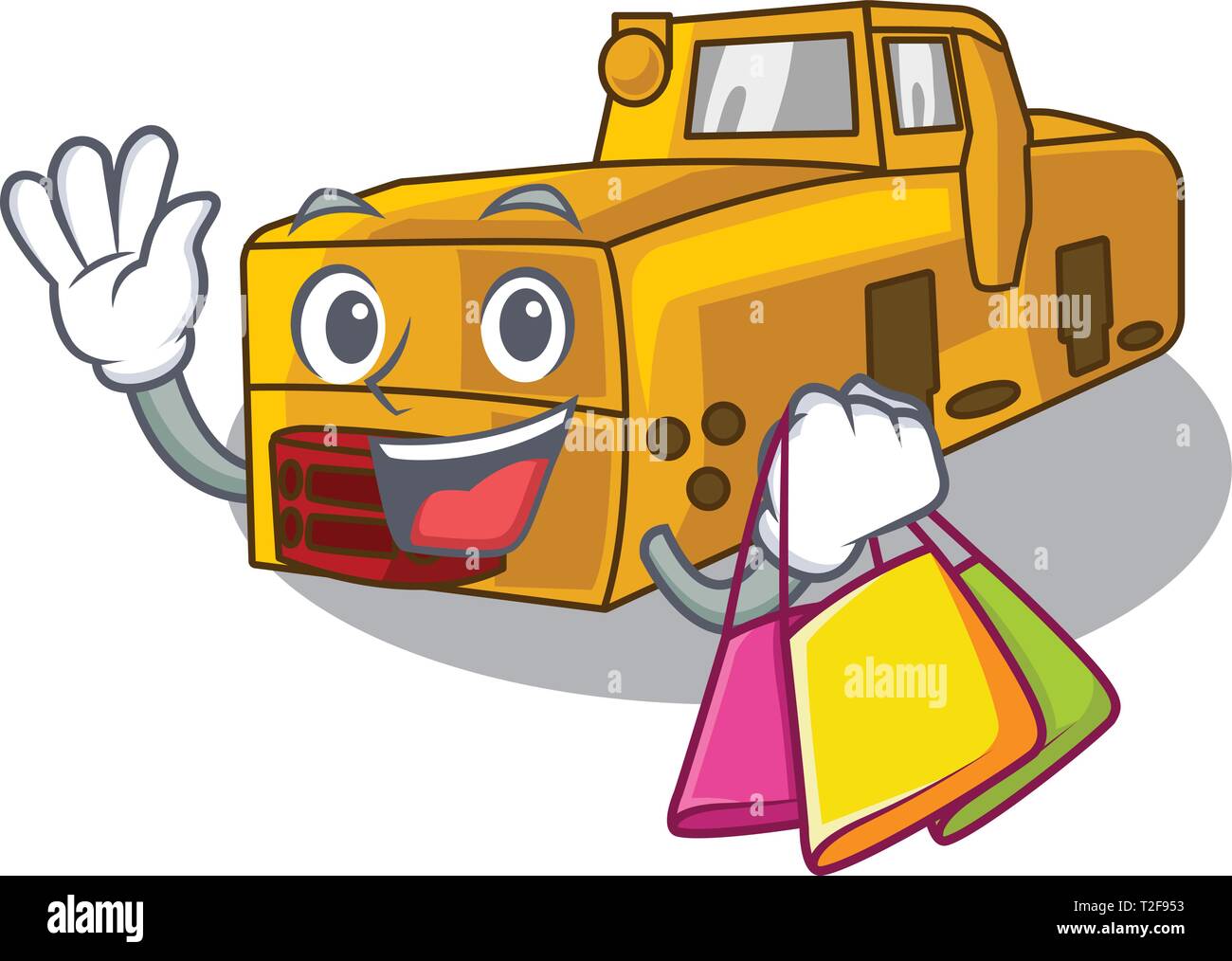 Shopping toy locomotive mine in shape characters vector illustration ...