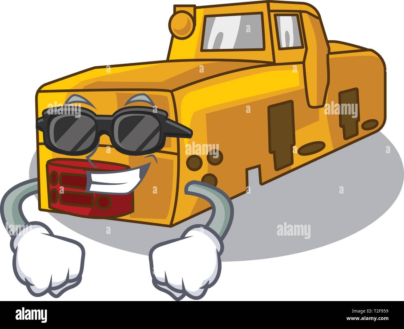 Super cool toy locomotive mine in shape characters vector illustration ...