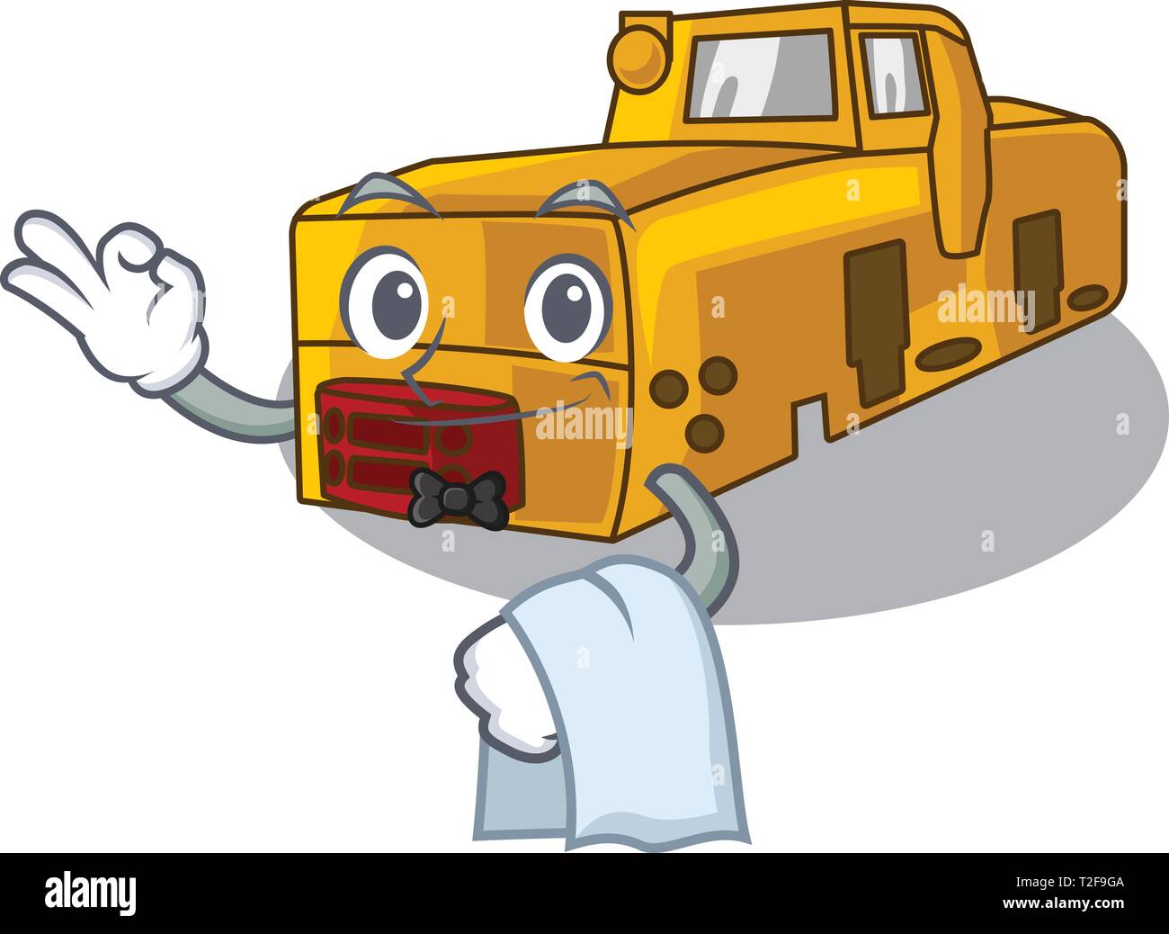 Waiter locomotive mine isolated in the mascot vector illustration Stock ...