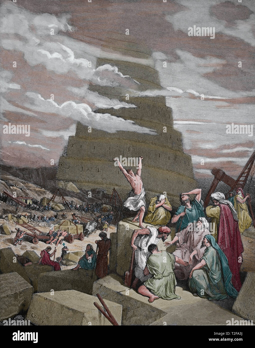 The Tower of Babel (Genesis). The Bible. Engraving by Gustave Dore ...