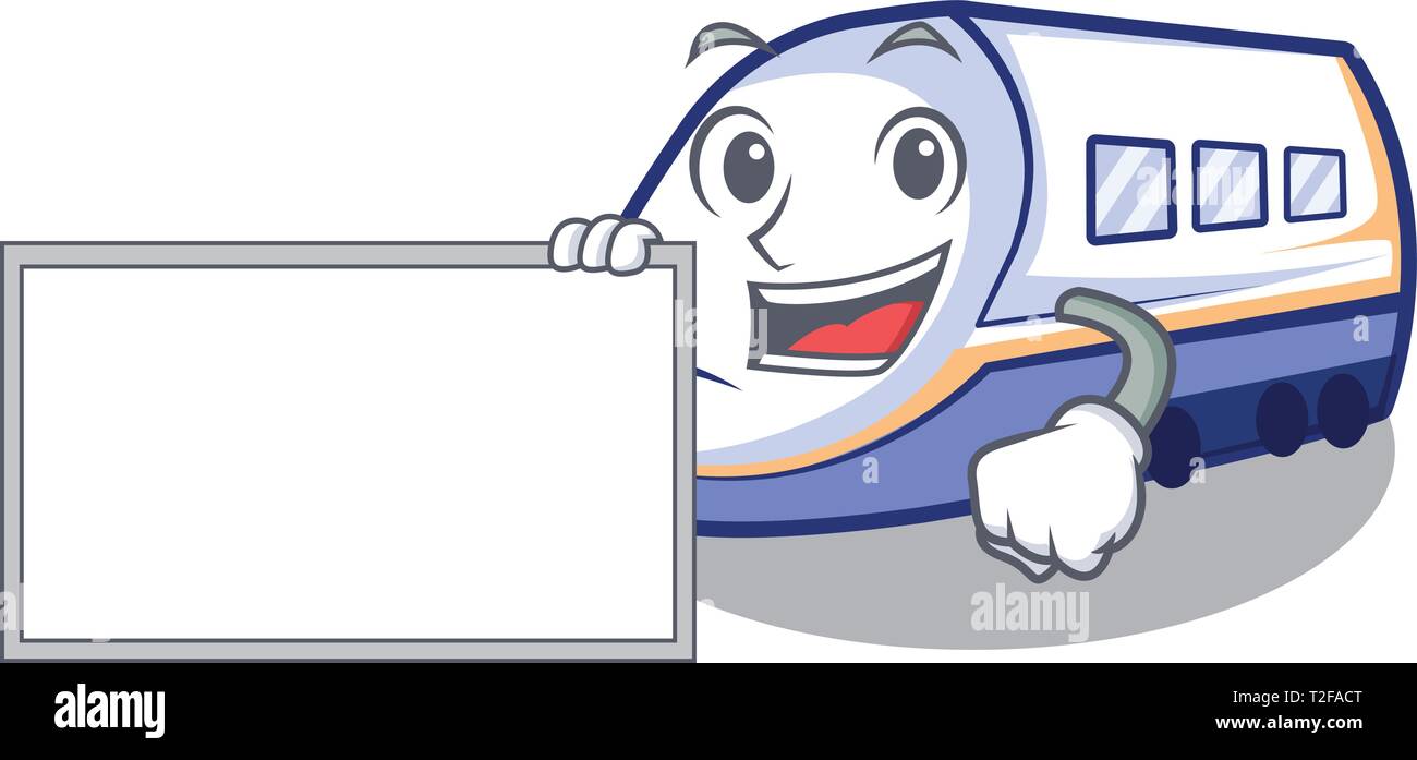 With board shinkansen train in the shape mascot vector illustration ...