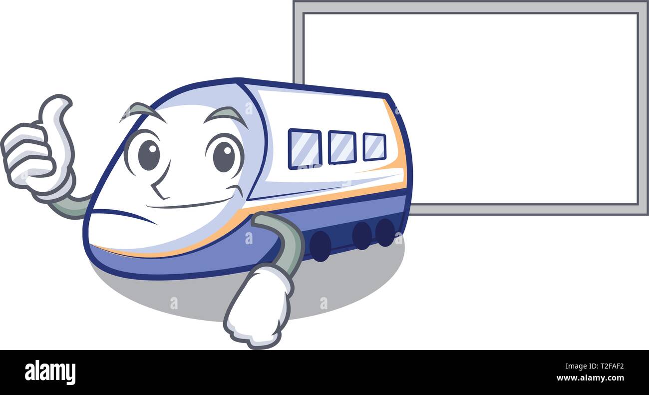 Thumbs up with board shinkansen train in the shape mascot vector ...