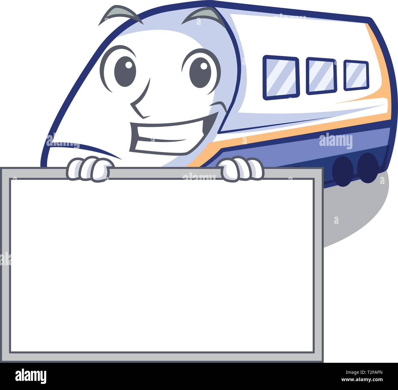 Grinning with board shinkansen train in the shape mascot vector ...