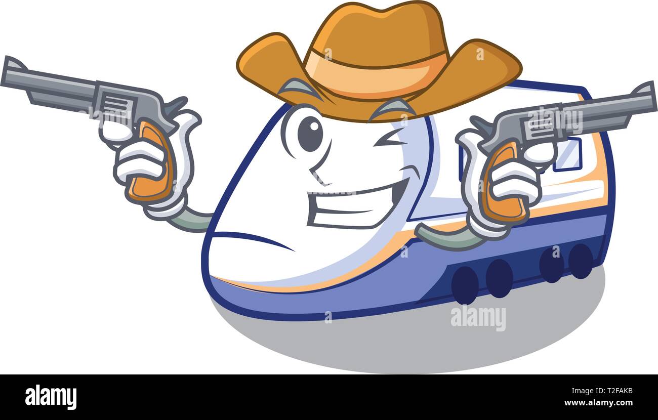 Cowboy shinkansen train in the shape mascot vector illustration Stock ...