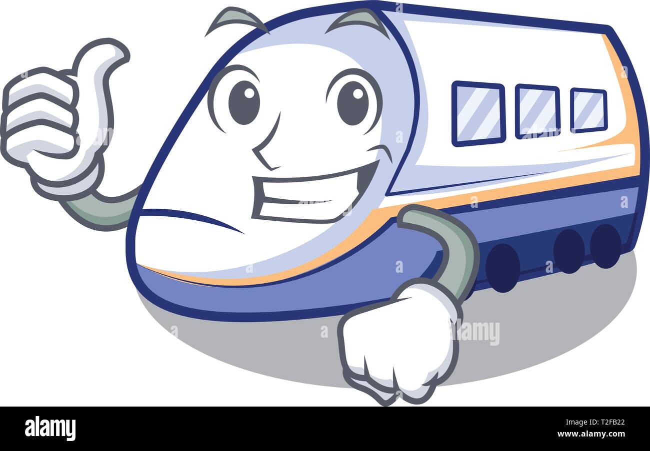 Thumbs up shinkansen train transportation in shape characters vector ...