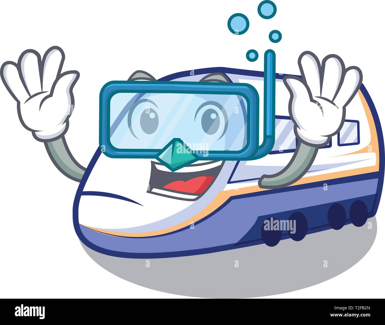 Diving shinkansen train transportation in shape characters vector ...