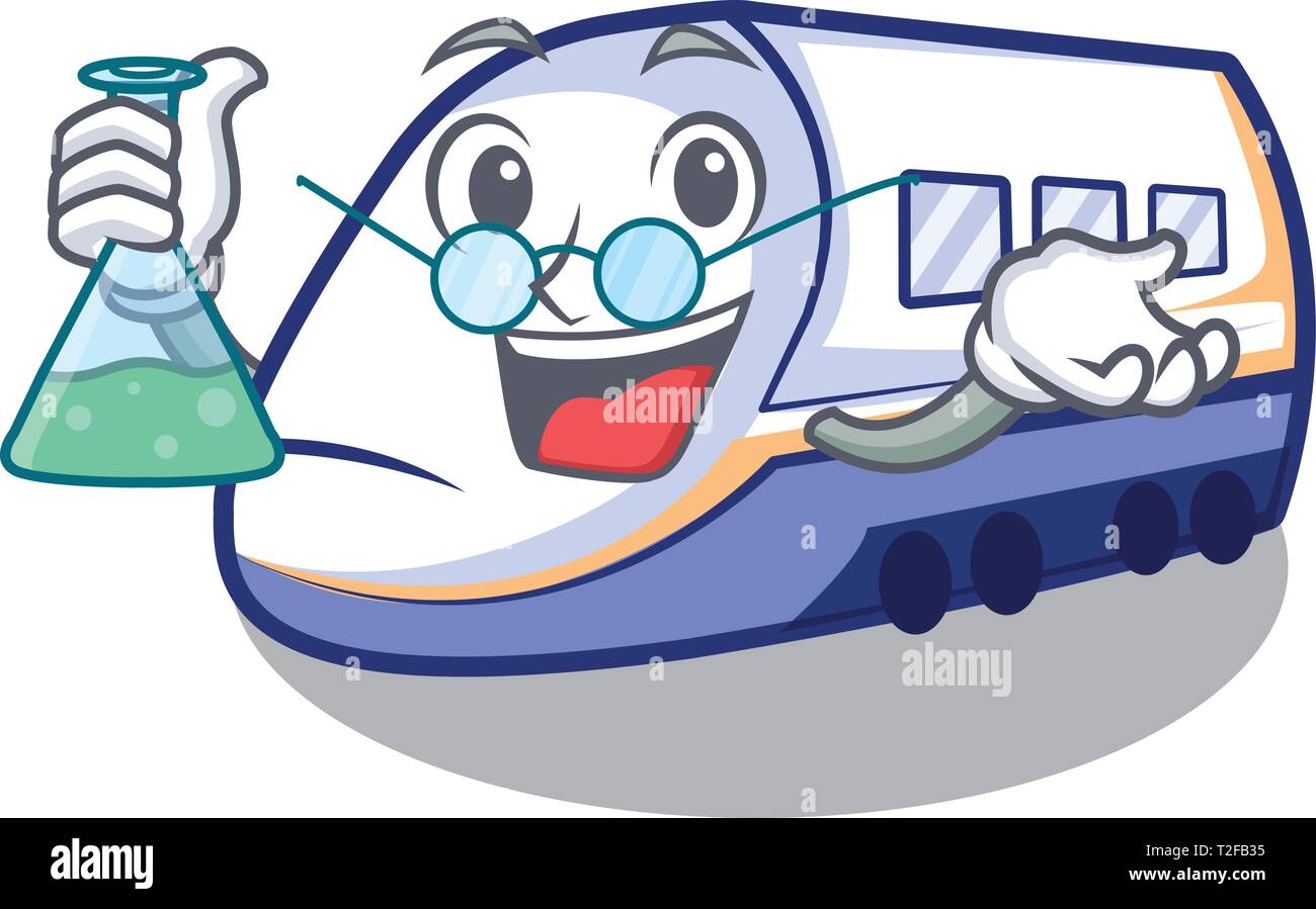 Professor shinkansen train transportation in shape characters vector ...