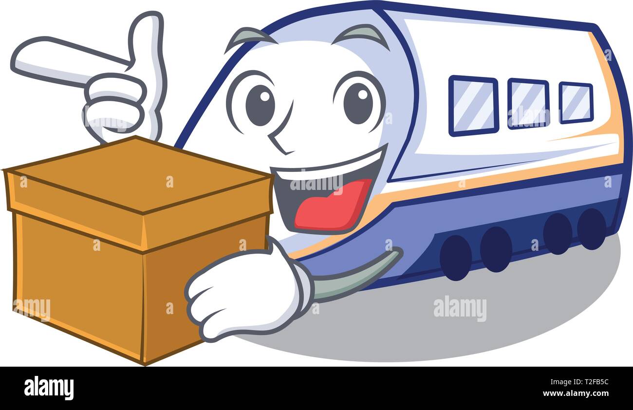 With box shinkansen train transportation in shape characters vector ...