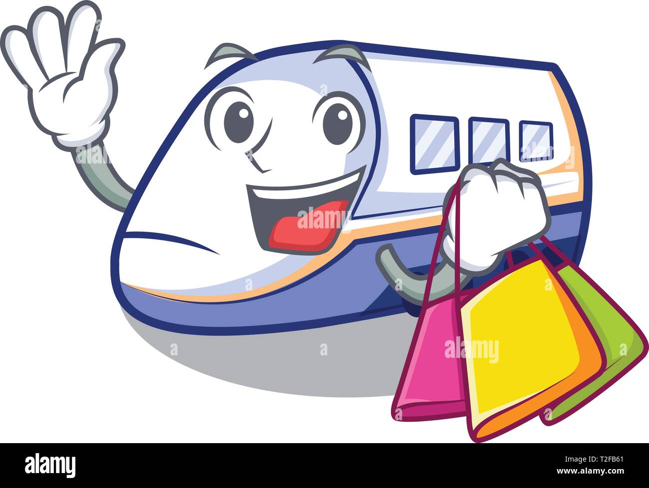 Shopping shinkansen train transportation in shape characters vector ...
