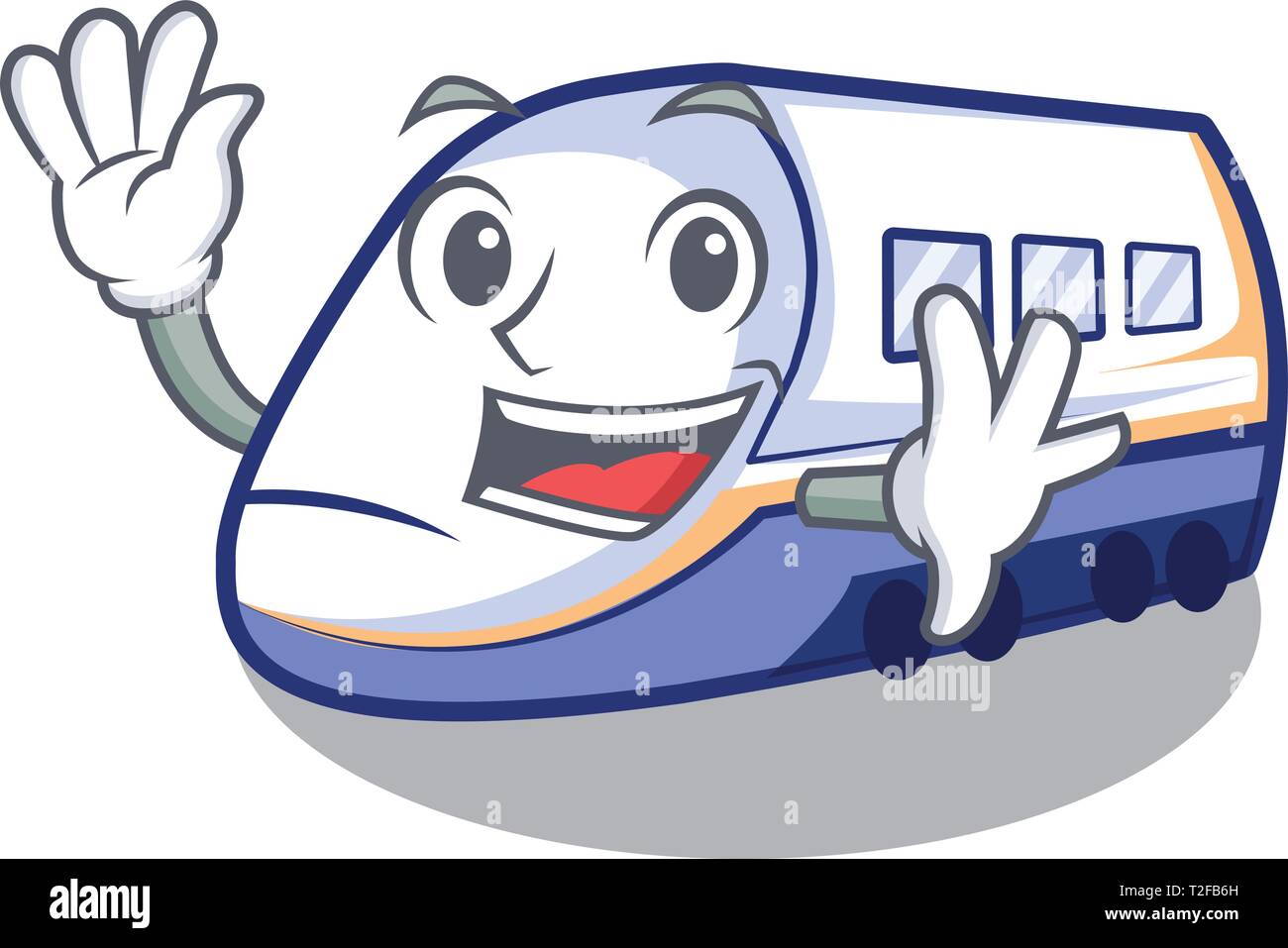 Waving shinkansen train transportation in shape characters vector ...