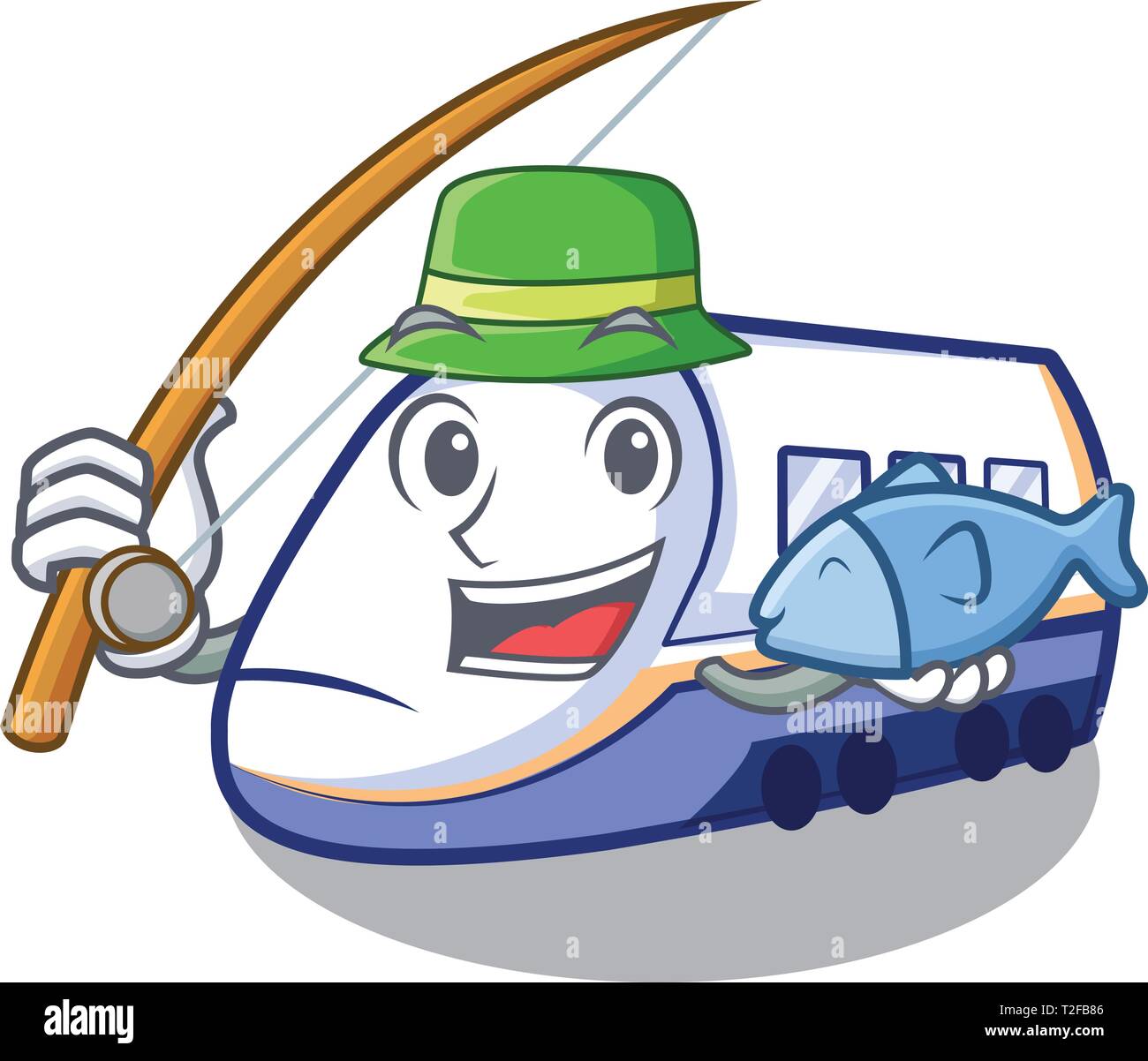 Fishing shinkansen train isolated in the cartoon vector illustration ...