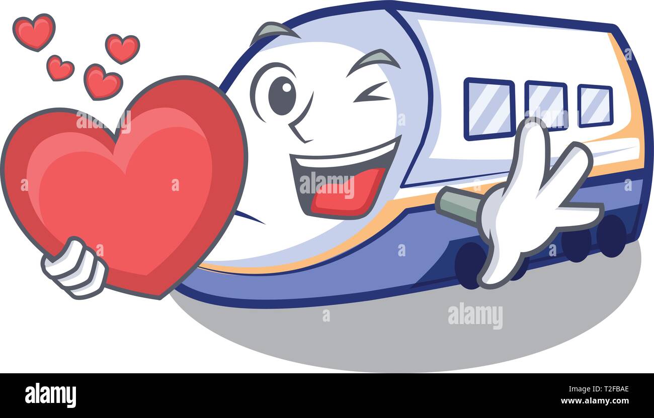 With heart shinkansen train isolated in the cartoon vector illustration ...
