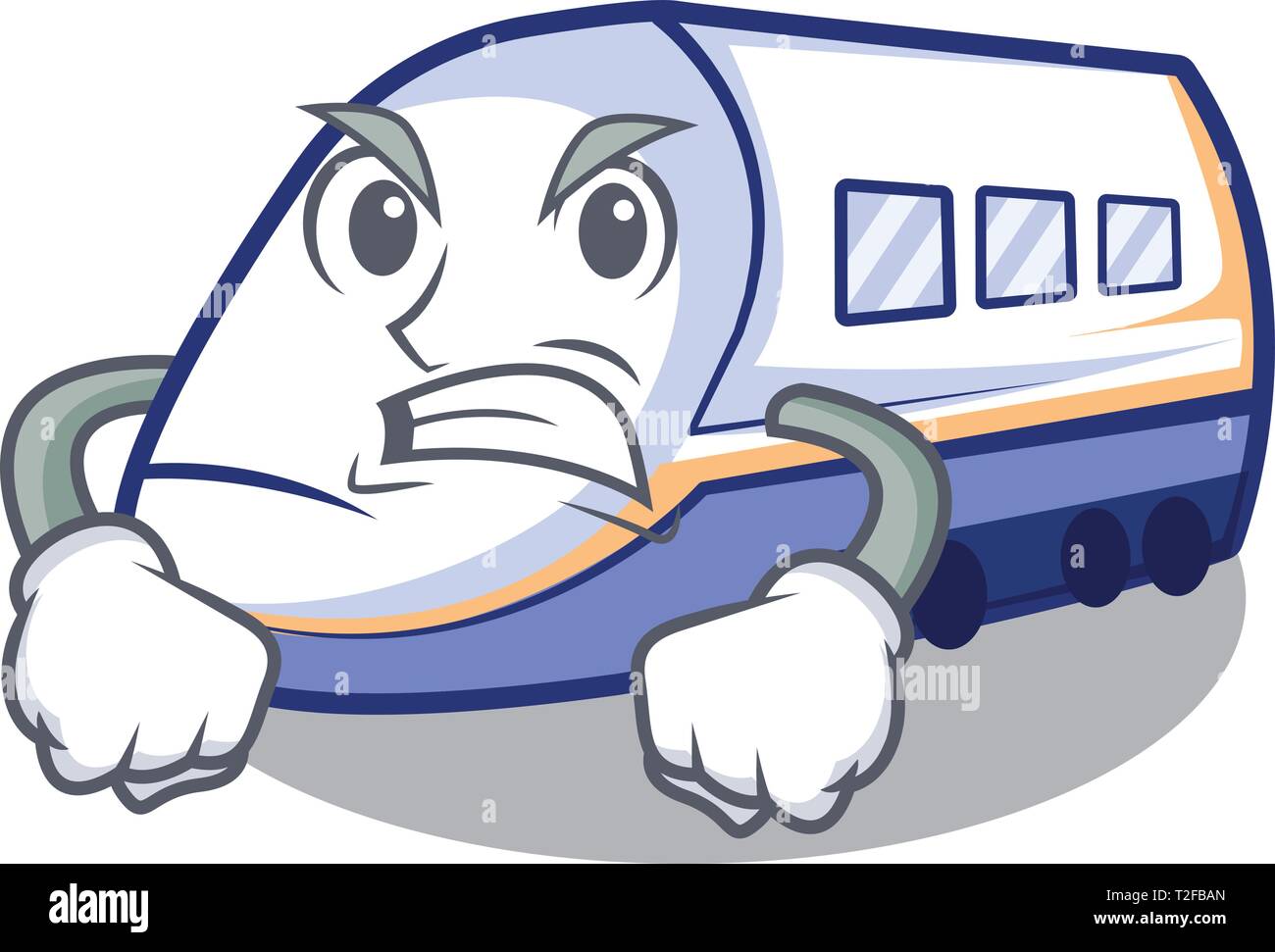 Angry shinkansen train isolated in the cartoon vector illustration ...