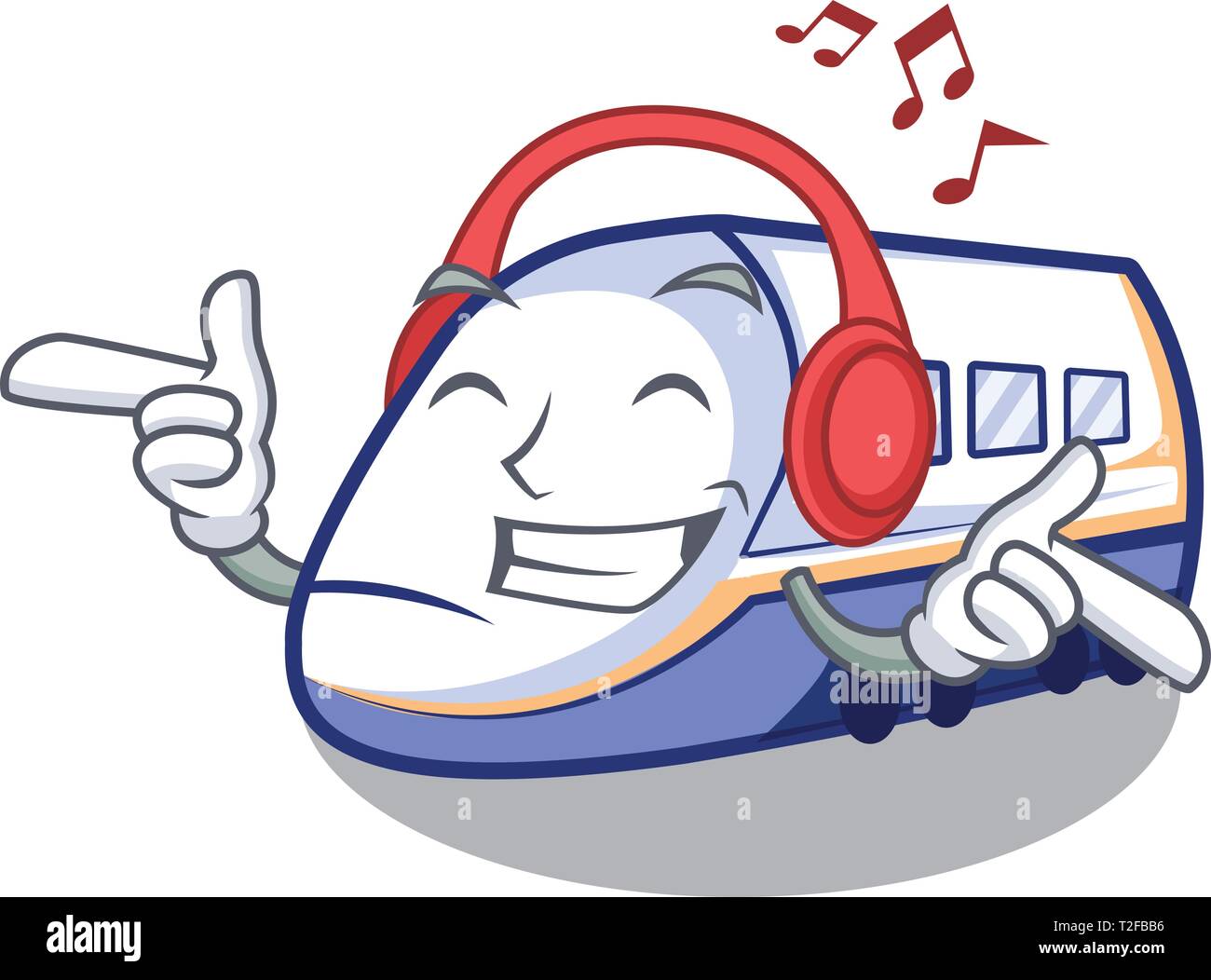 Listening music shinkansen train isolated in the cartoon vector ...