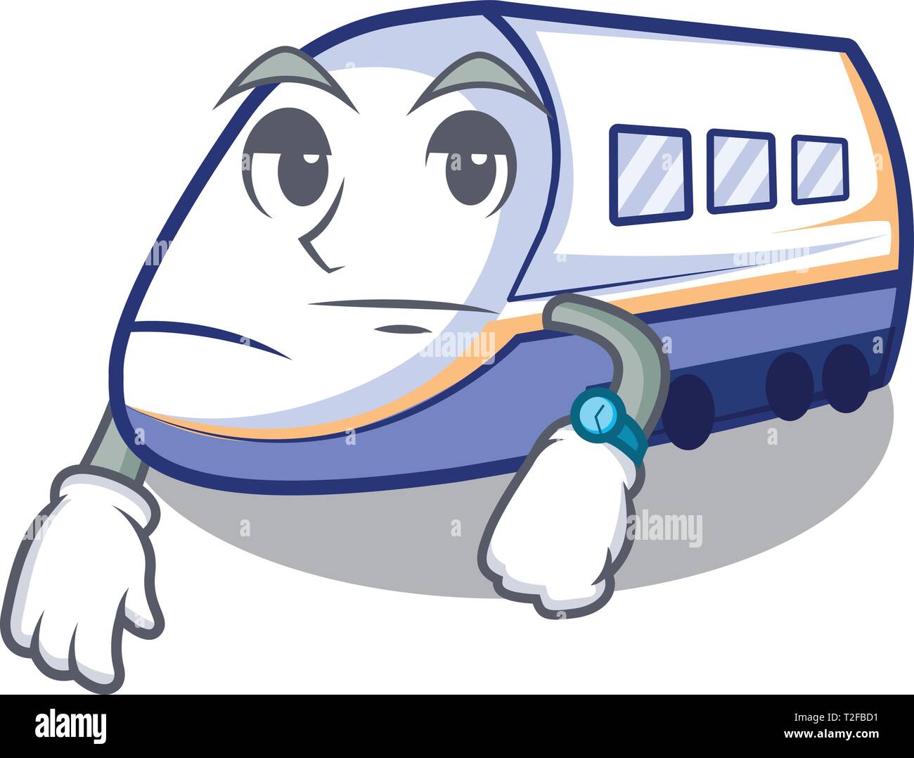 Waiting miniature shinkansen train in cartoon shape vector illustration ...