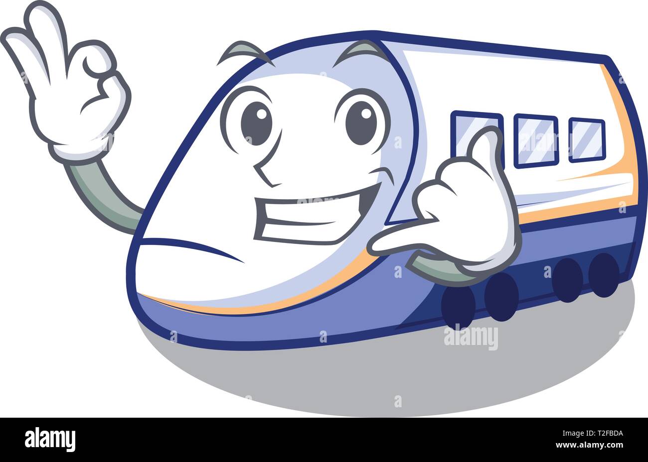 Call me miniature shinkansen train in cartoon shape vector illustration ...