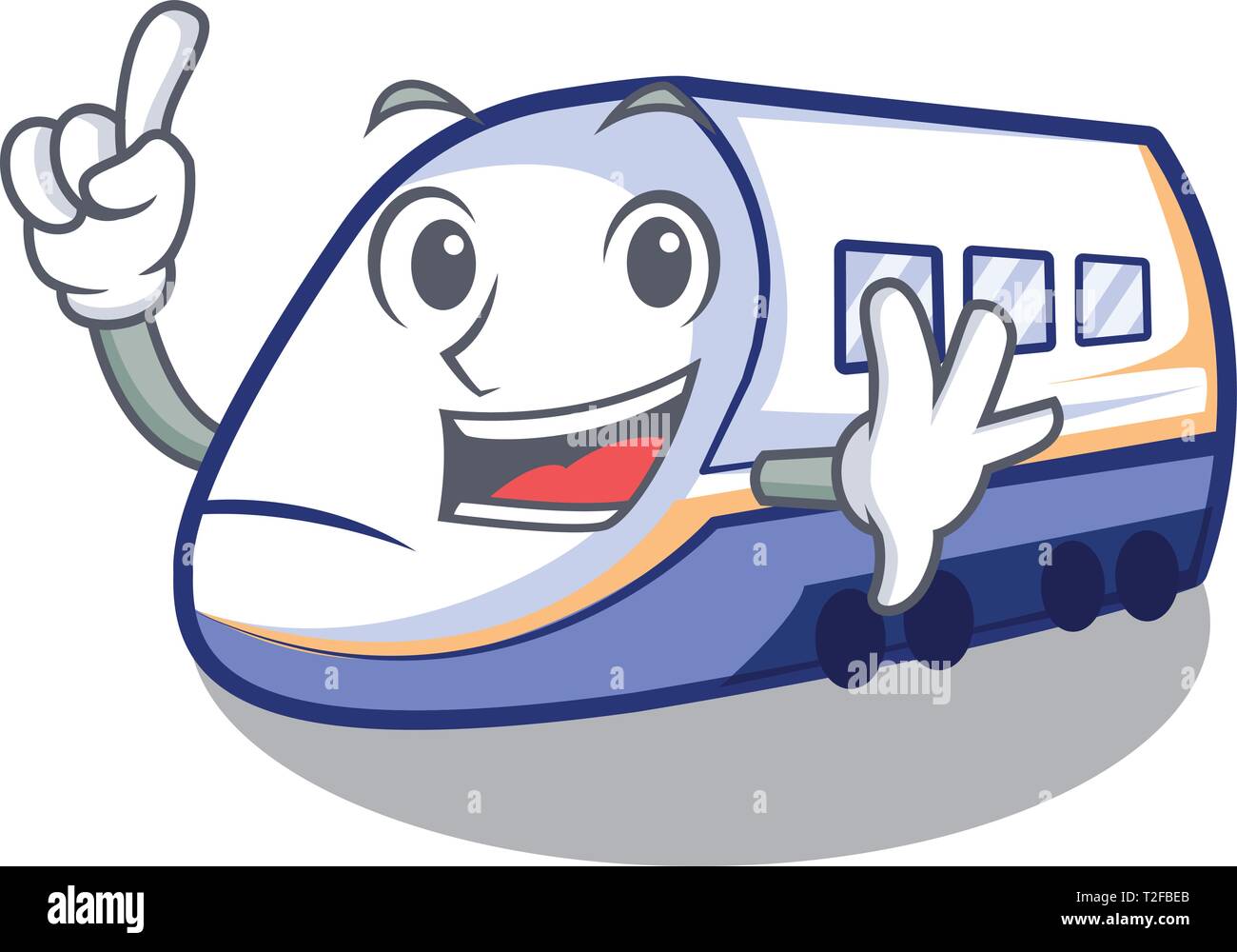 Finger miniature shinkansen train in cartoon shape vector illustration ...