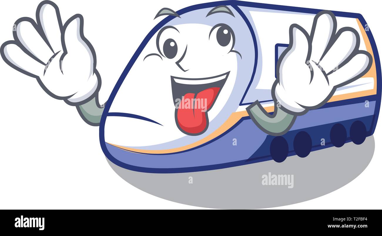 Crazy miniature shinkansen train in cartoon shape vector illustration ...