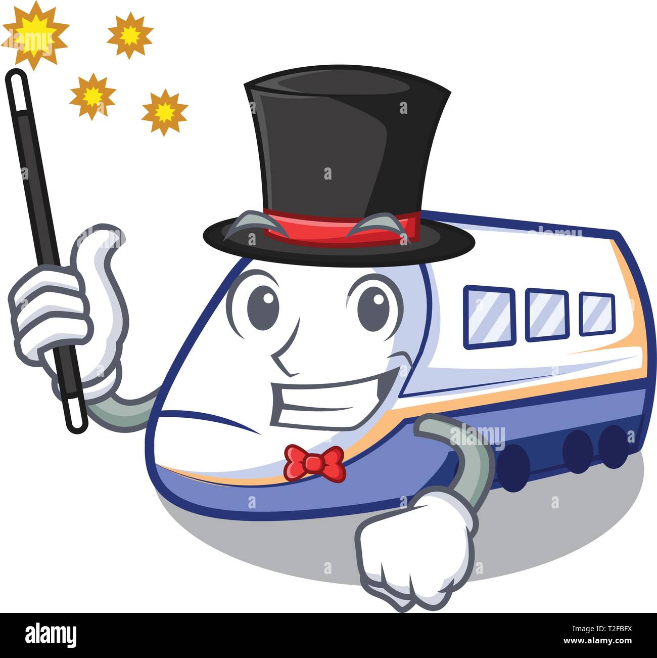 Magician miniature shinkansen train in cartoon shape vector ...