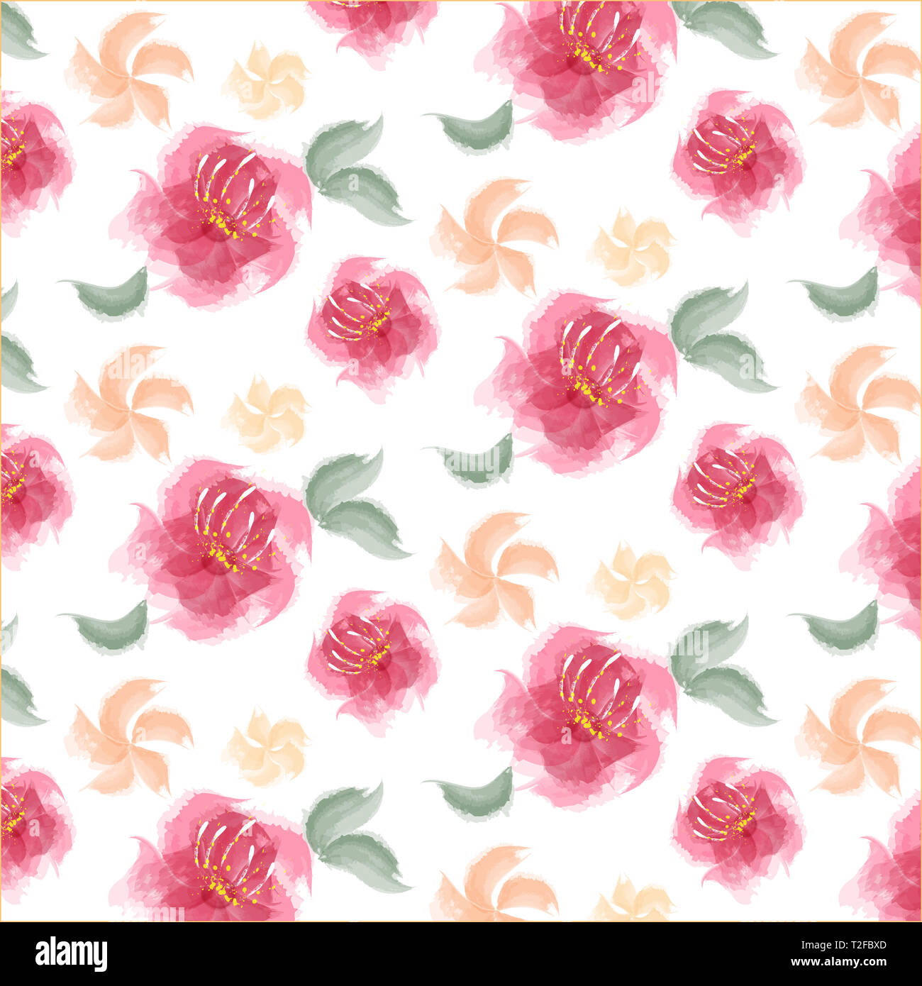 Colorful Watercolor flowers pattern - Illustration Stock Photo - Alamy