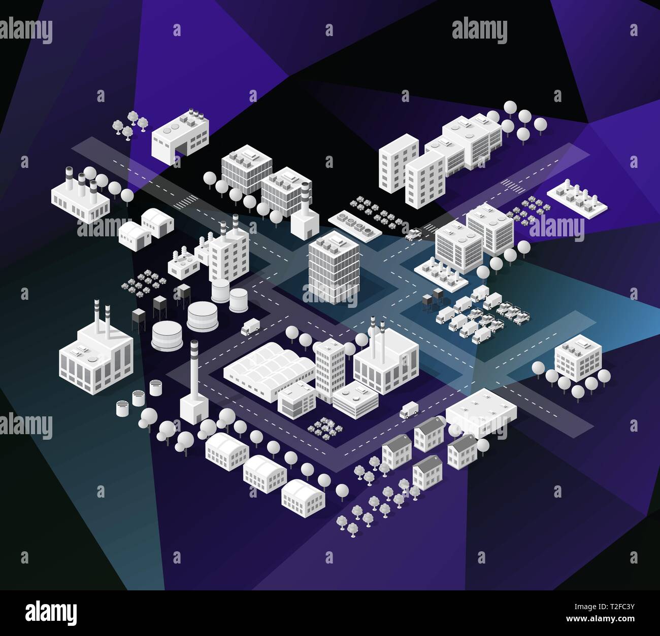 City isometric of urban infrastructure business. Vector building ...
